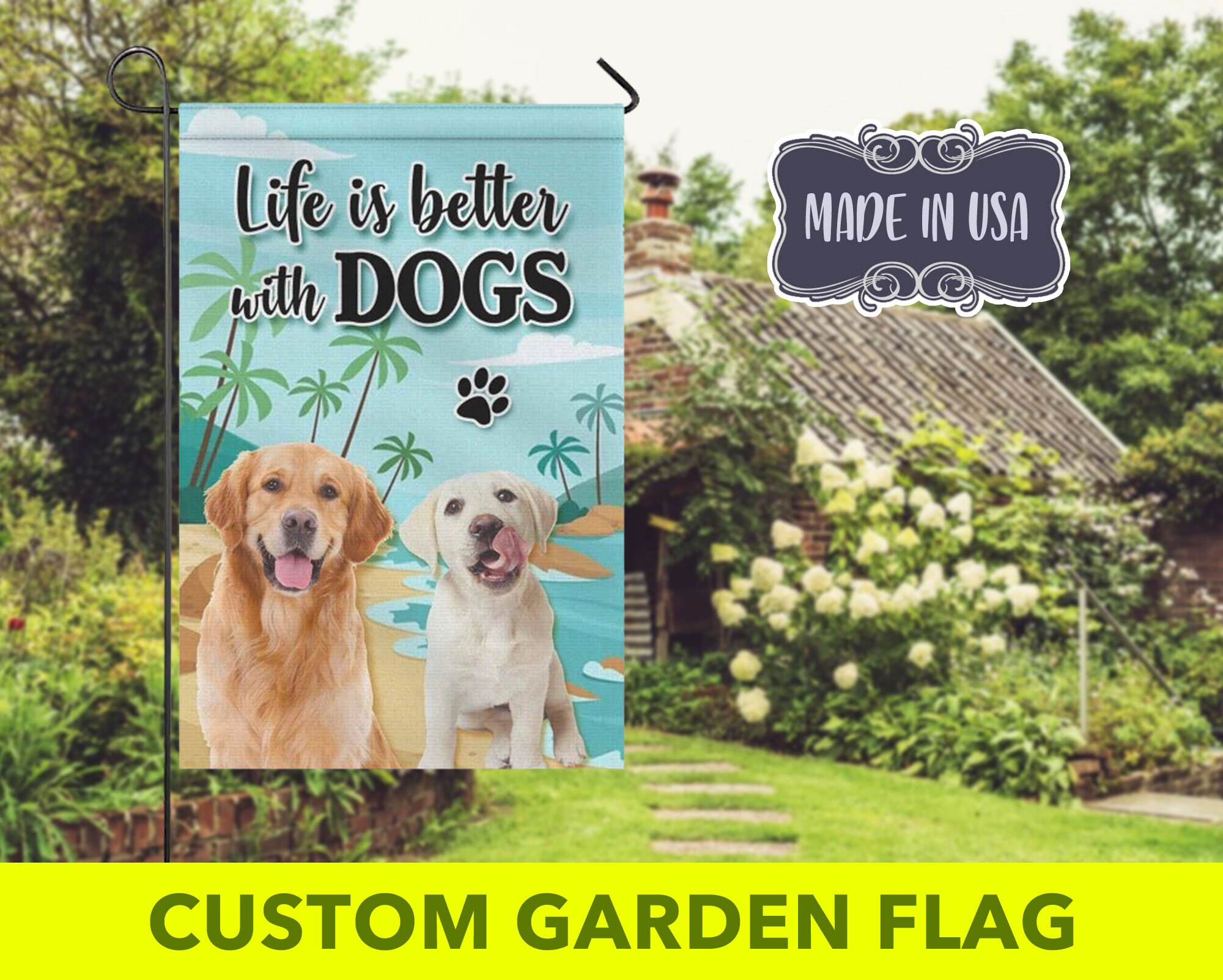 Personalized Garden Flag, Welcome To The Dog's House, Gift For Dog Lov ...