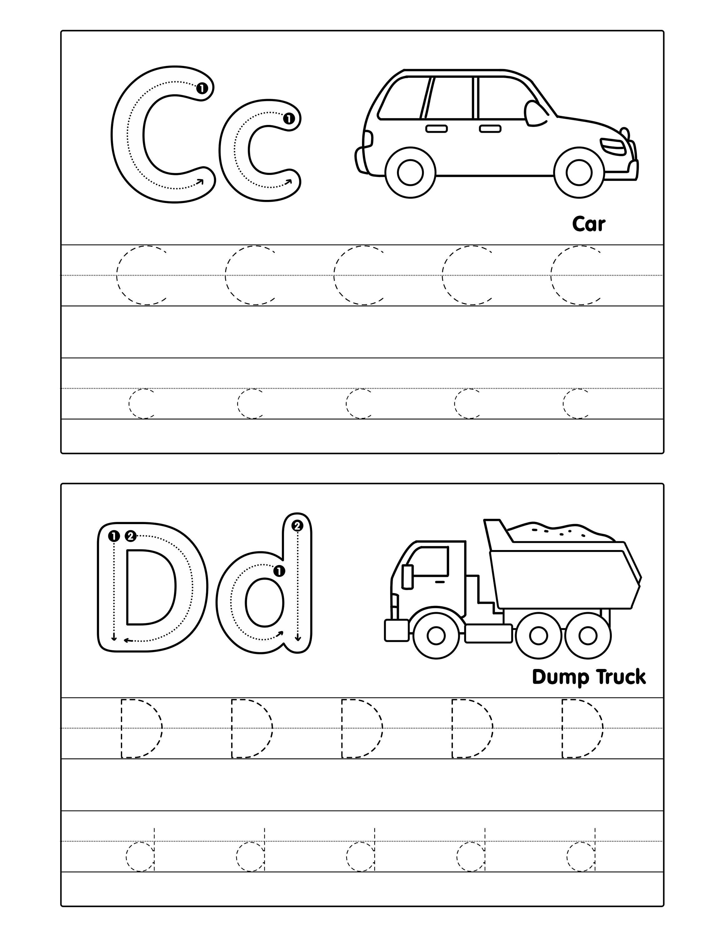 26 ABC Vehicles Phonics Tracing Cards Preschool Kindergarten - Etsy