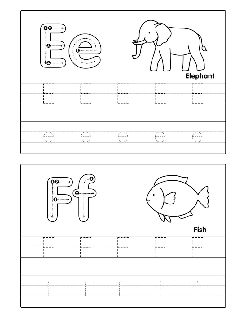 26 ABC Animal Phonics Tracing Cards Preschool Kindergarten Handwriting ...