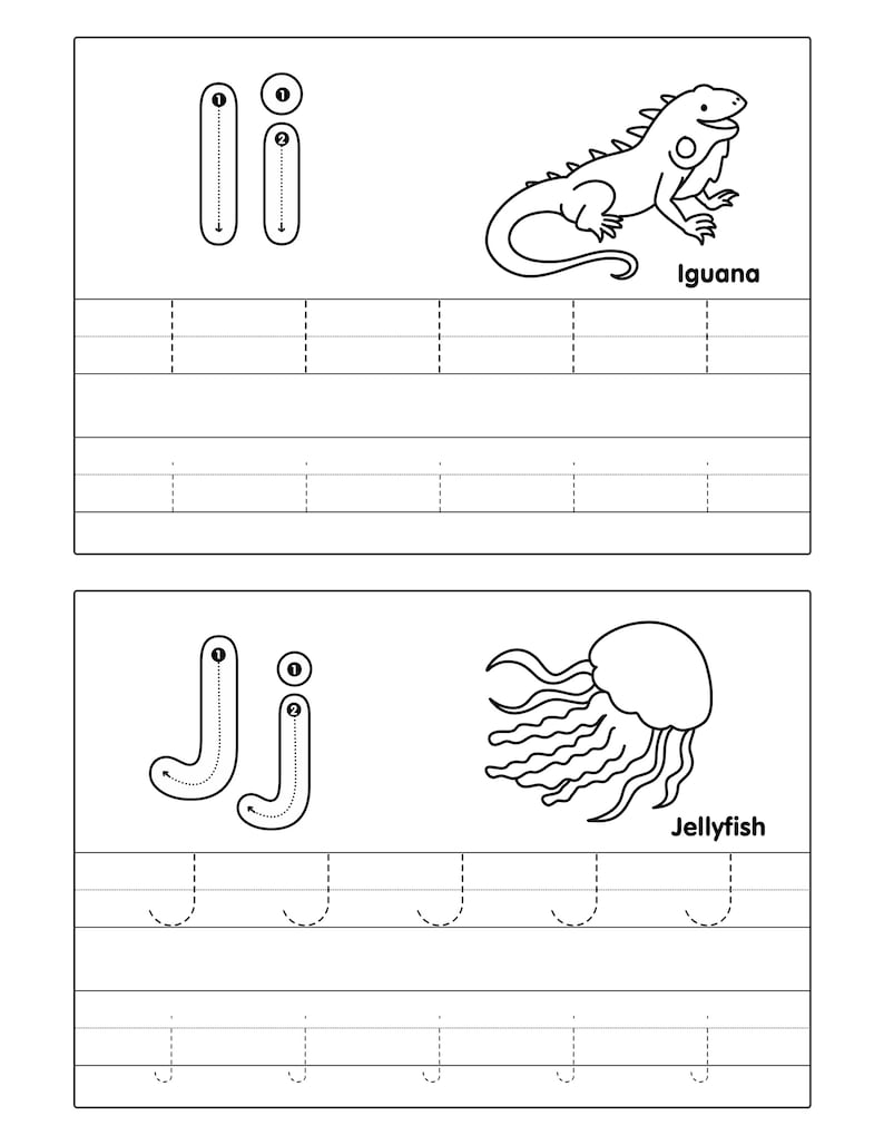 26 ABC Animal Phonics Tracing Cards Preschool Kindergarten Handwriting ...