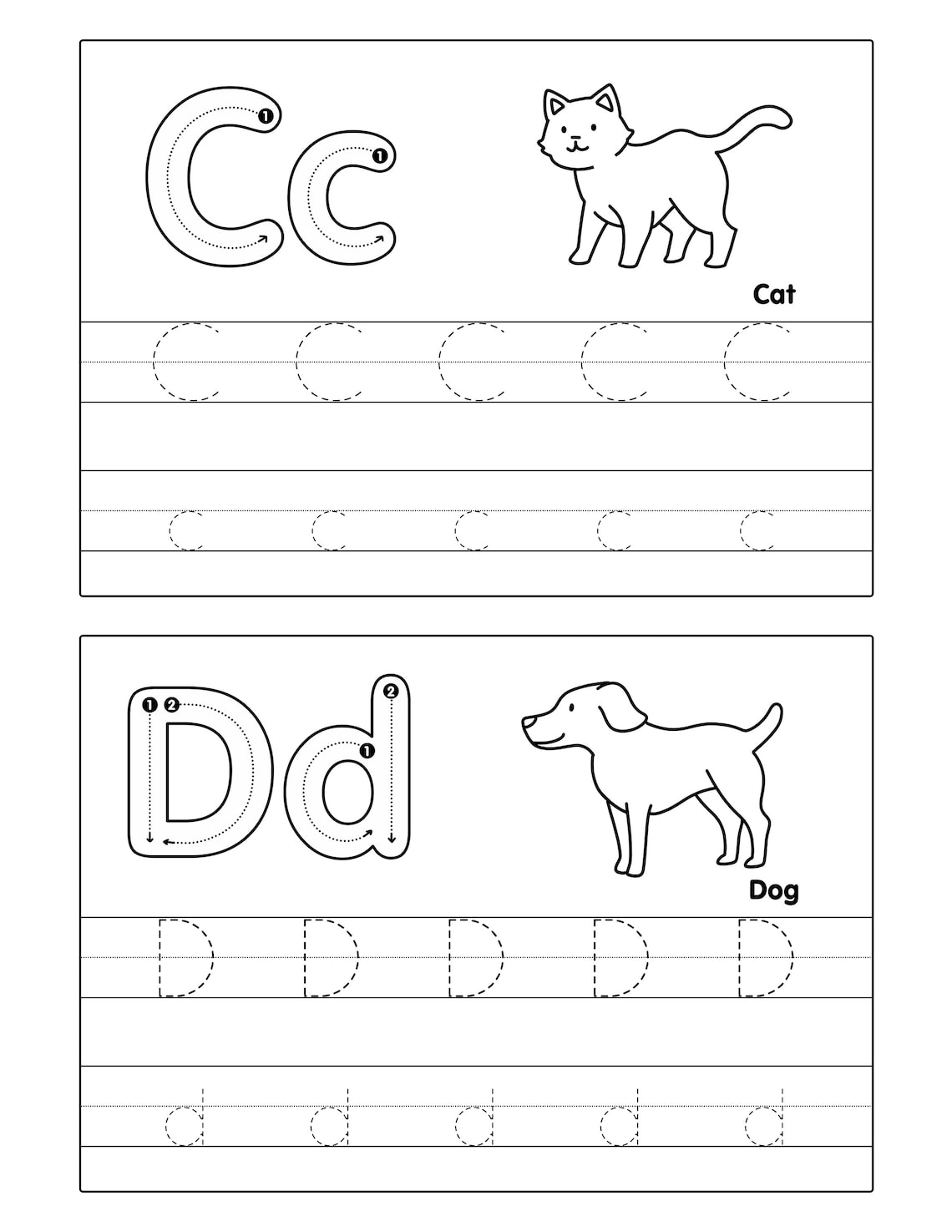 26 ABC Animal Phonics Tracing Cards Preschool Kindergarten Handwriting ...