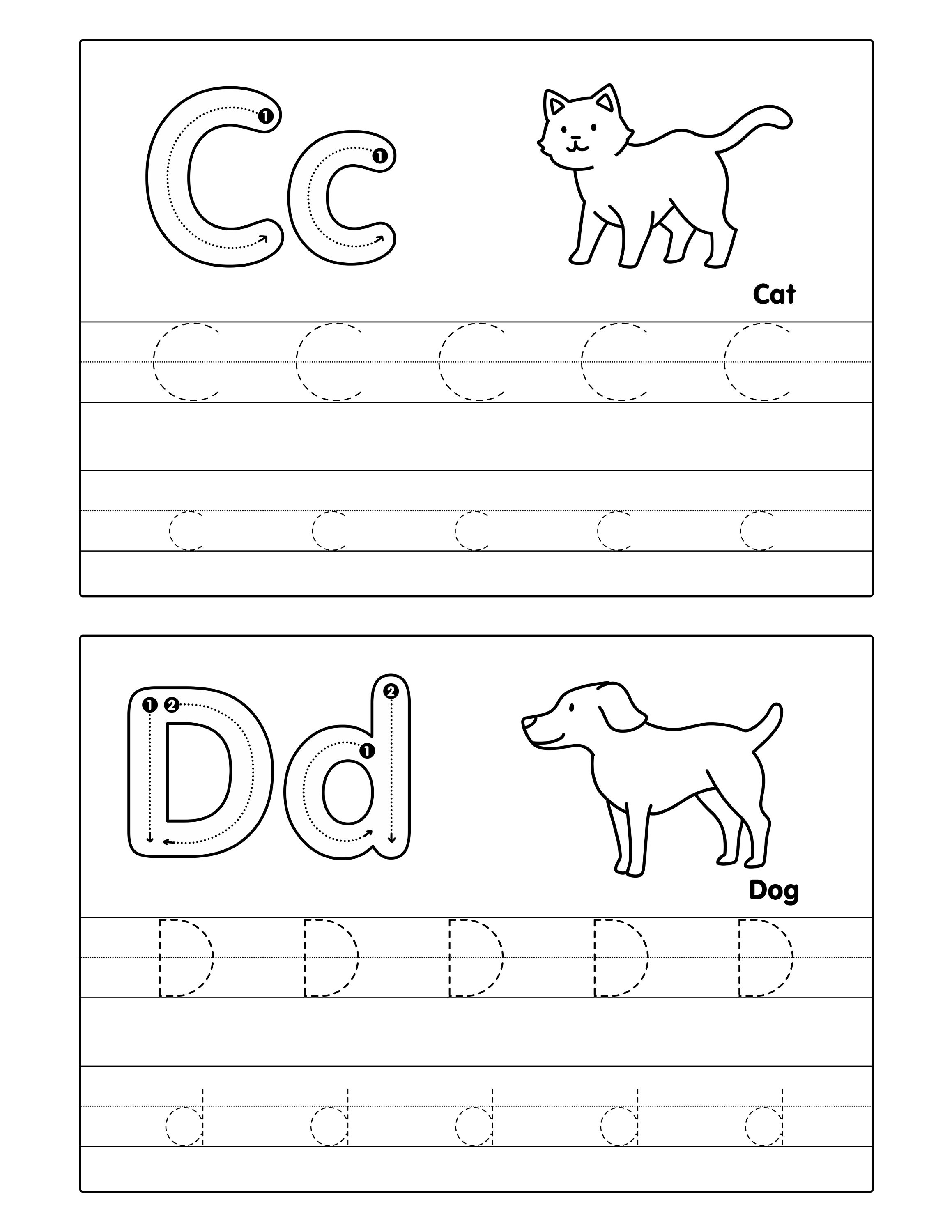 26 ABC Animal Phonics Tracing Cards Preschool Kindergarten Handwriting ...