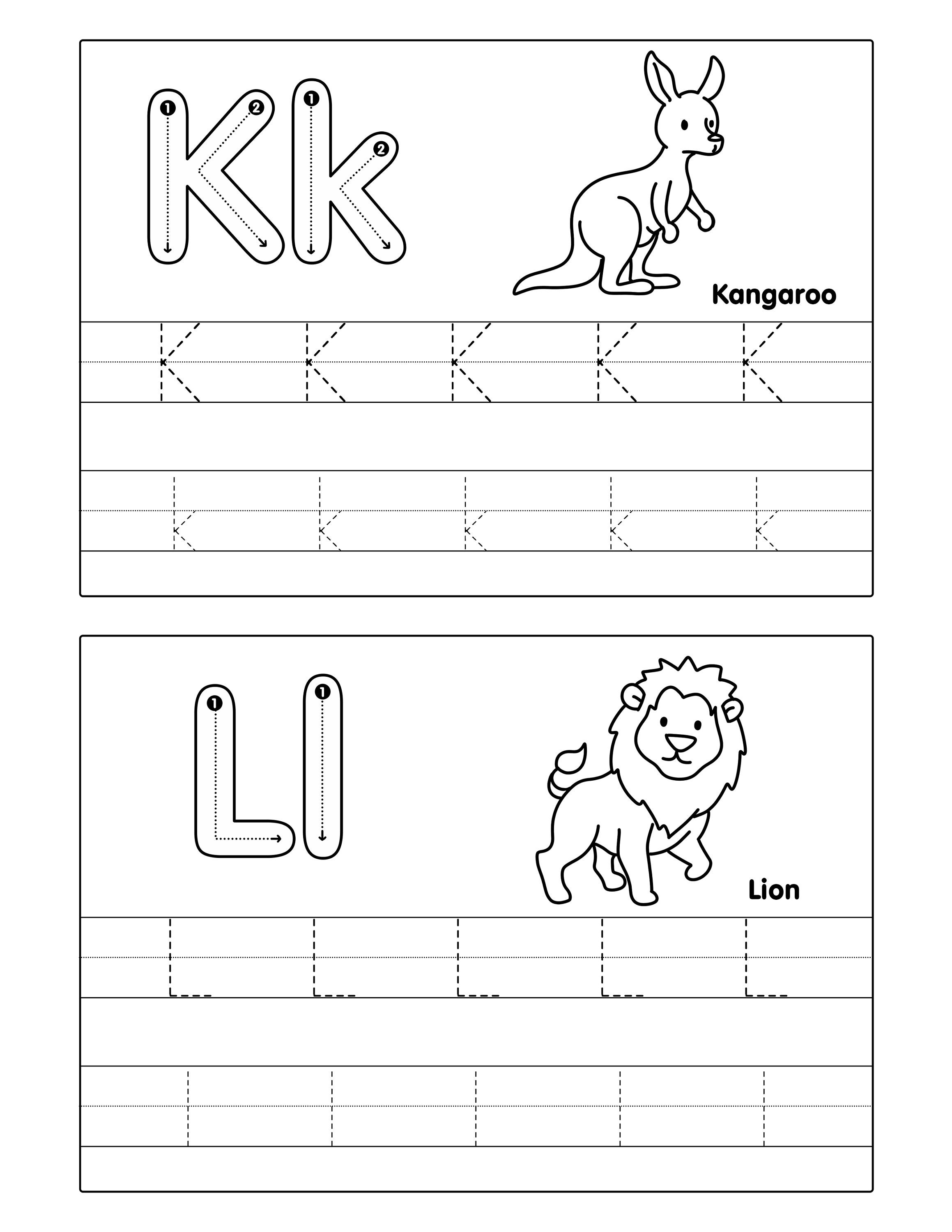 26 ABC Animal Phonics Tracing Cards Preschool Kindergarten Handwriting ...