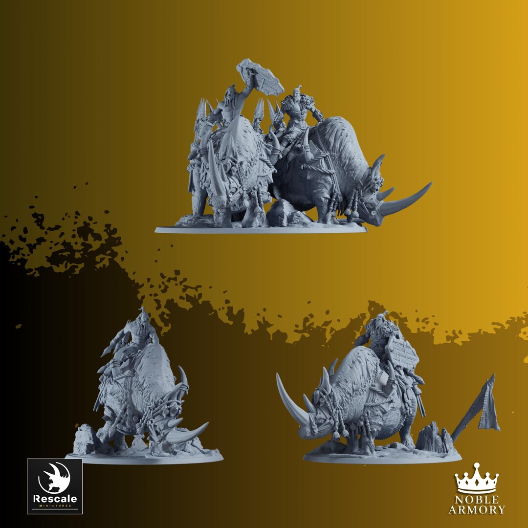 Rhinos Dnd Tabletop Games Wargames Miniature Primal Collectibles - Etsy