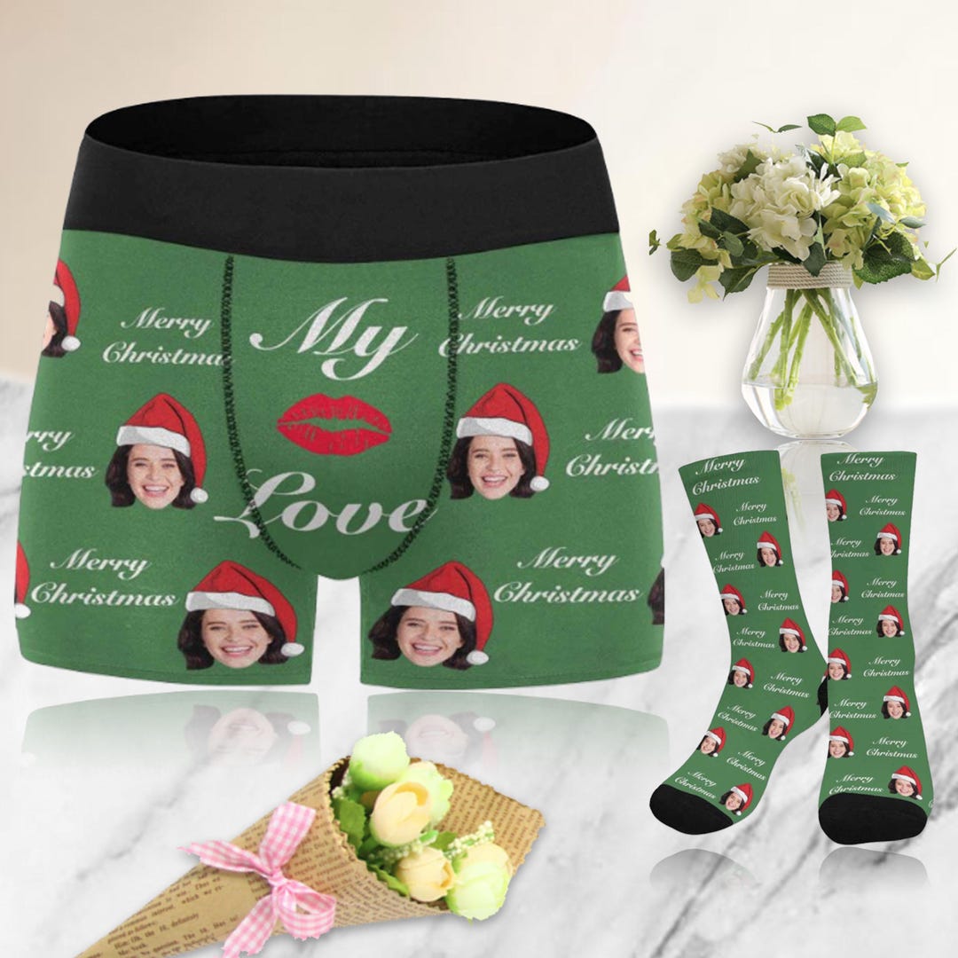 Custom Christmas Boxers/socks With Face, Personalized Face Boxer for ...