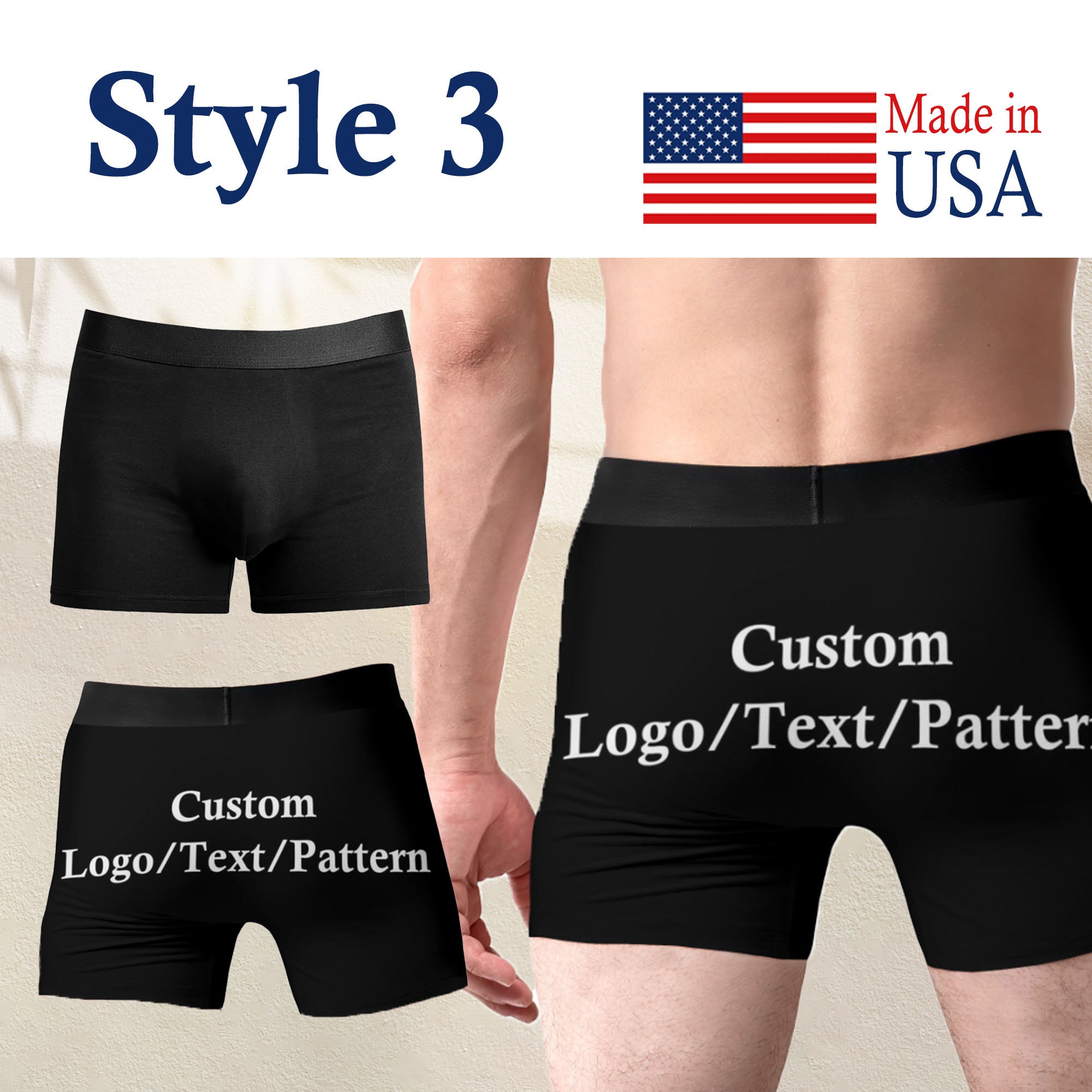 Personalized Text Boxer Briefs: Custom Name Underwear Gift - Etsy