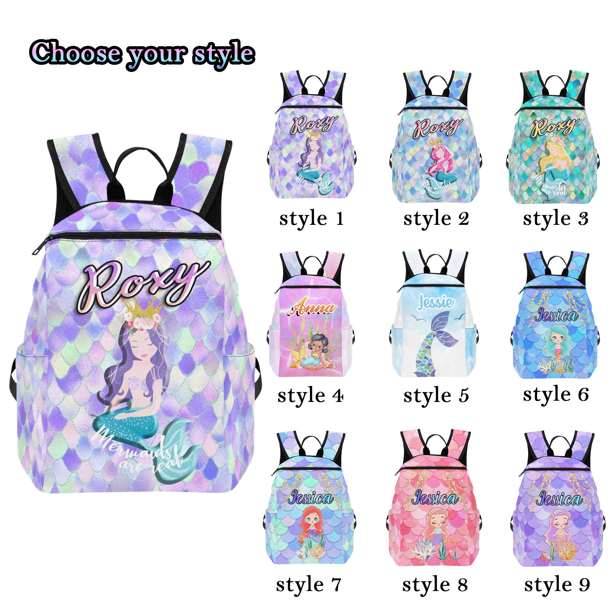 Personalized Mermaid Backpack With Name Custom School - Etsy