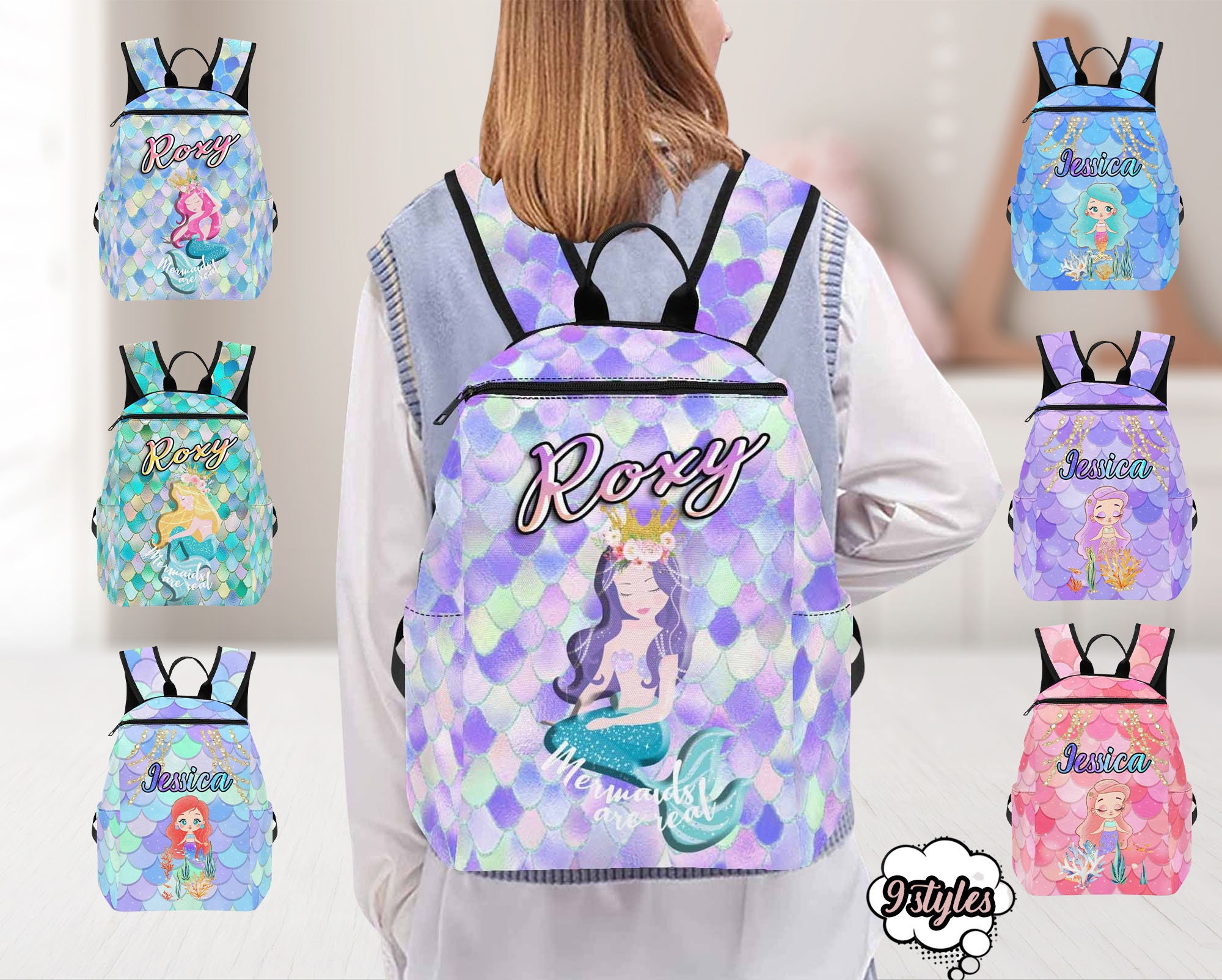 Personalized Mermaid Backpack With Name Custom School - Etsy