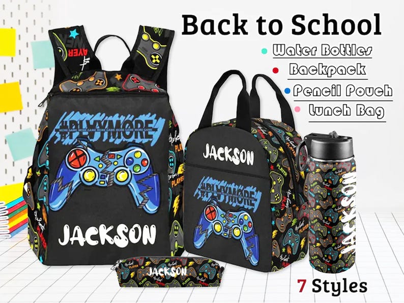 Personalized Kids Backpack Set: Custom Name School Bag, Lunchbox ...