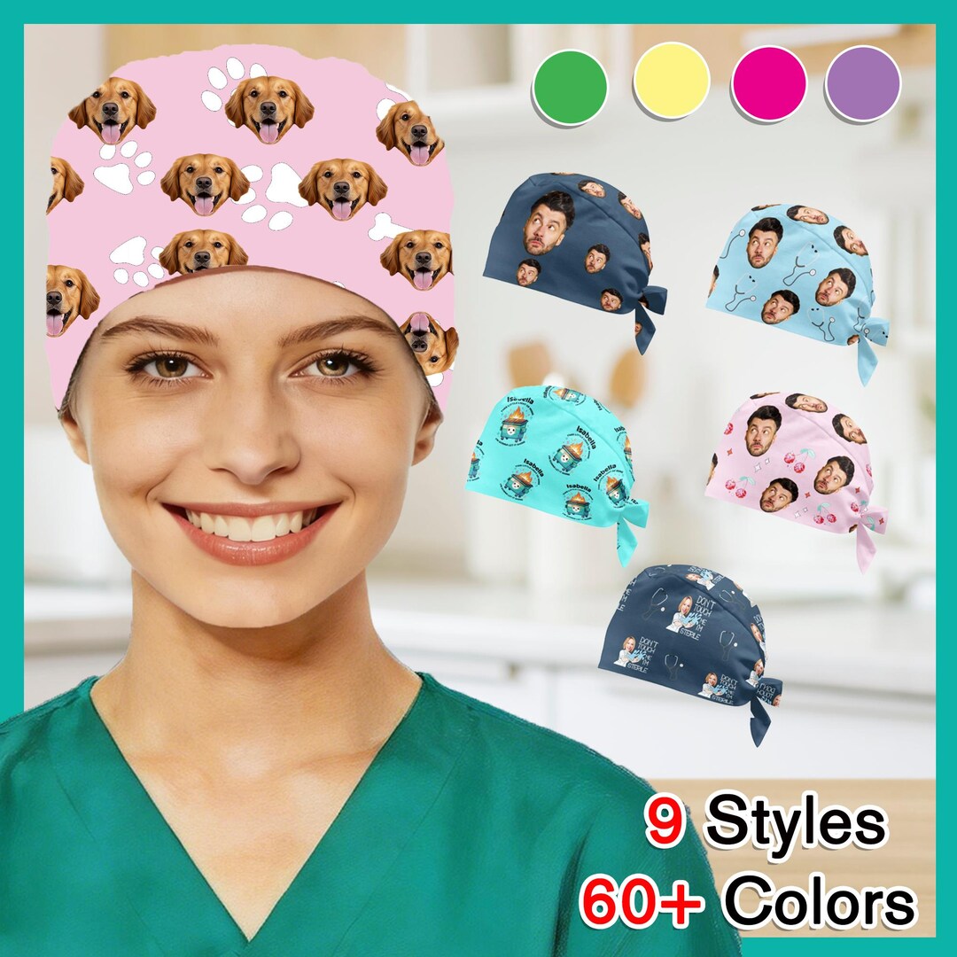 Personalized Photo Scrub Cap: Custom Face Surgical Hat, Nurse Gift - Etsy