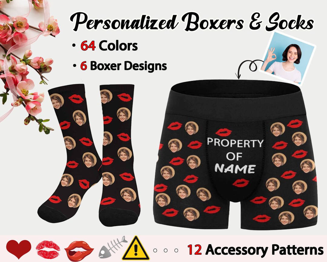 Custom Boxer With Face,custom Boxers Socks, Personalized Picture Boxer ...