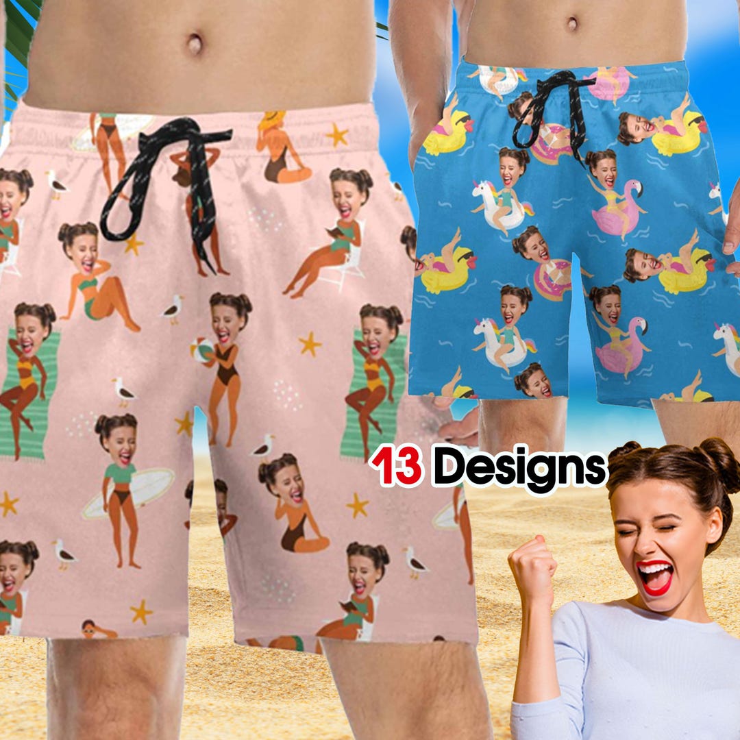 Custom Face Swim Trunk for Men Personalized Print Face Men Swimwear ...