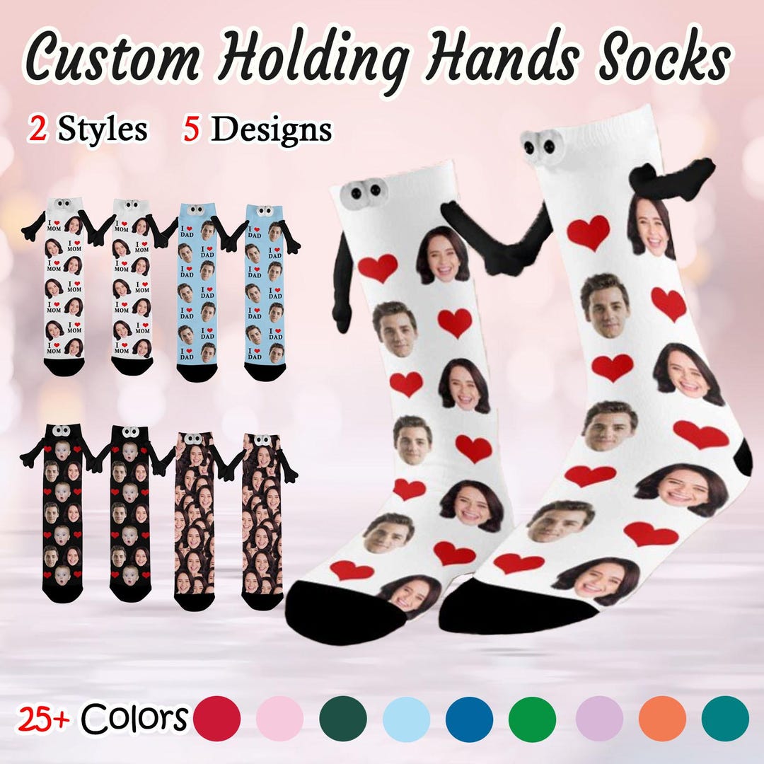 Custom Face Holding Hands Socks for Family Personalized Socks With ...