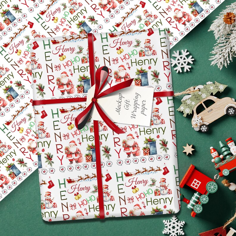 Personalized Kids Christmas Wrapping Paper: Custom Name & Photo Gift ...