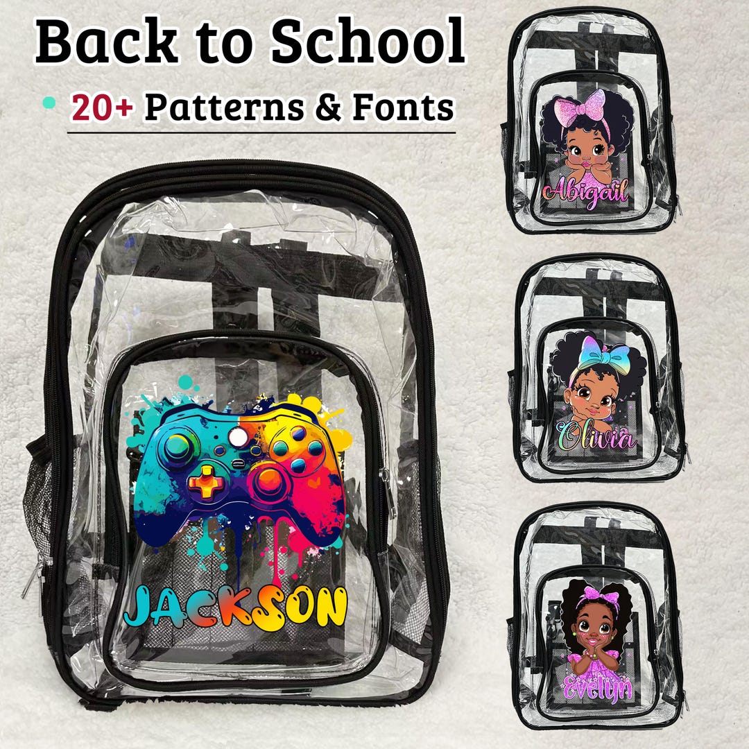 Personalized Clear Backpack: Custom Name School Bag - Etsy