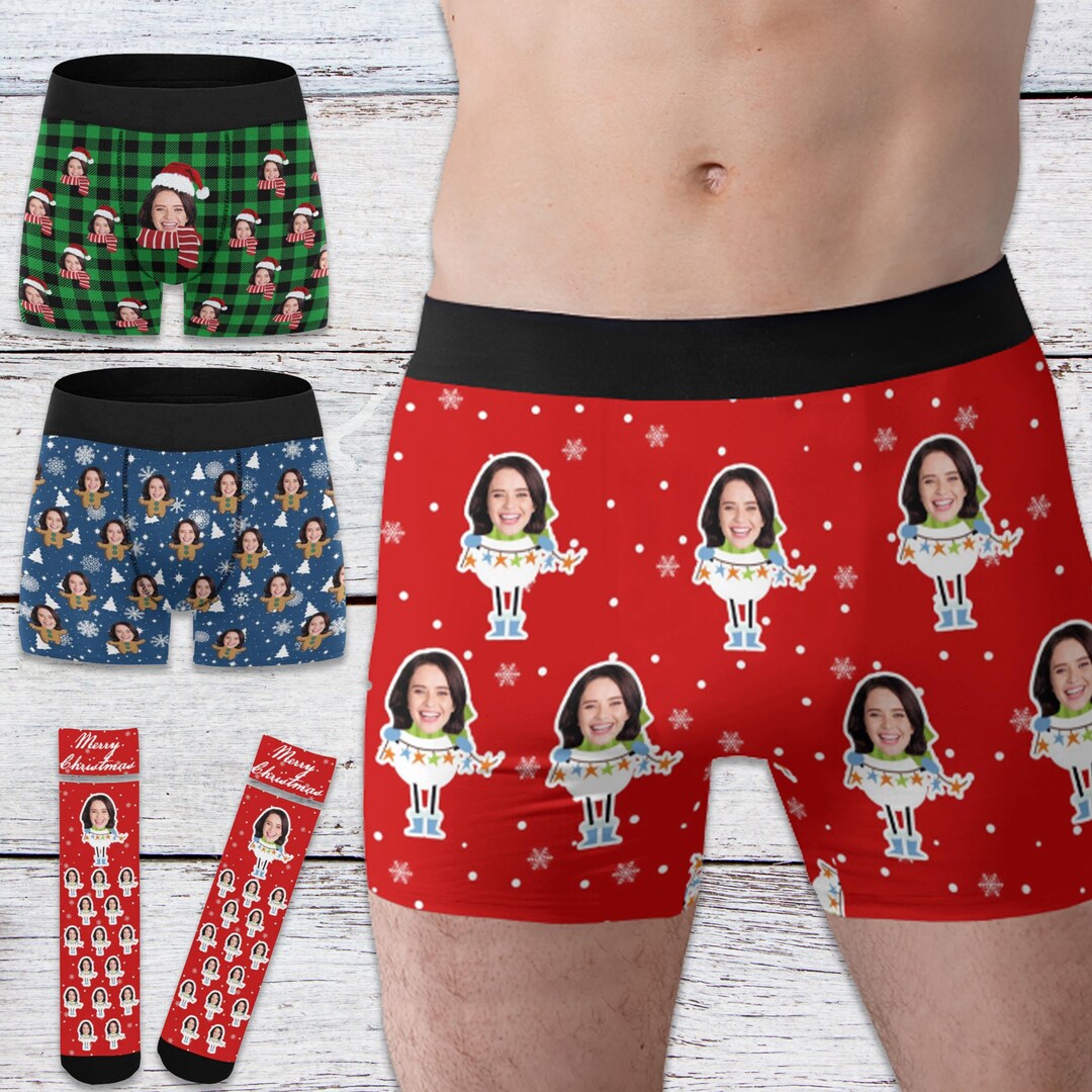 Custom Christmas Boxer With Patterns and Face, Custom Boxers/sock With ...