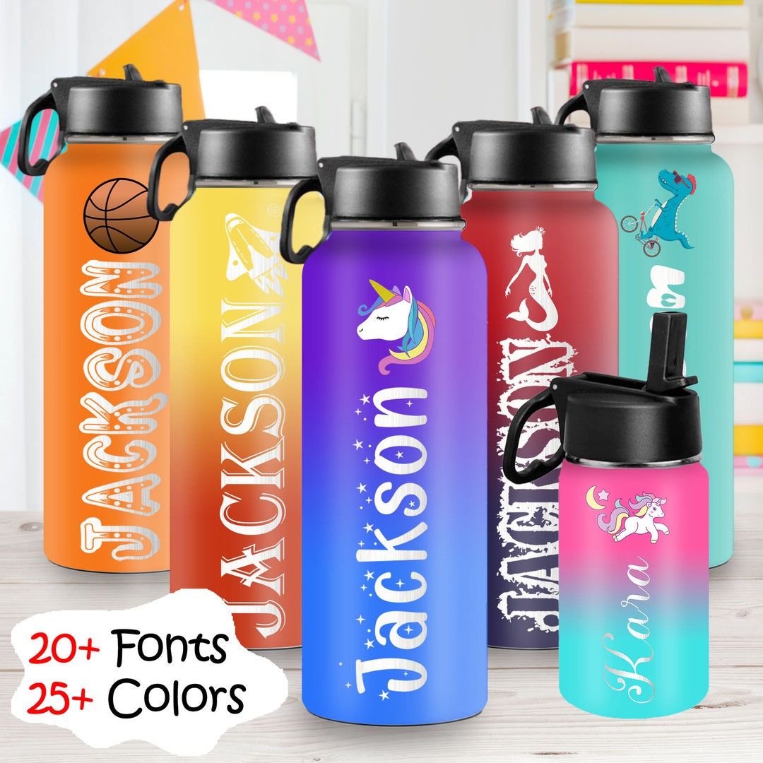 Personalized Stainless Steel Water Bottle With Straw - Back to School ...