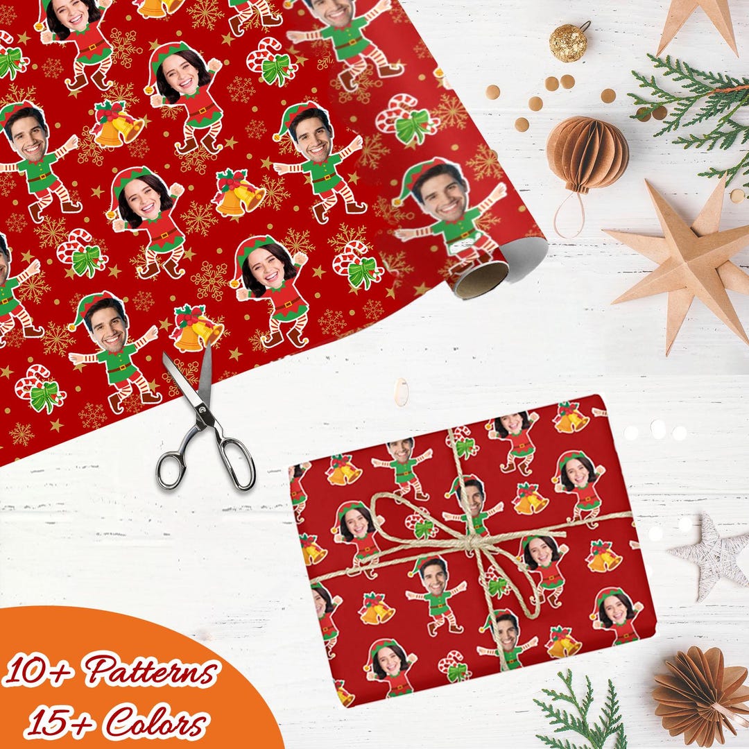 Personalized Face on Gift Wrapping Paper, Custom Photo Christmas Gift ...