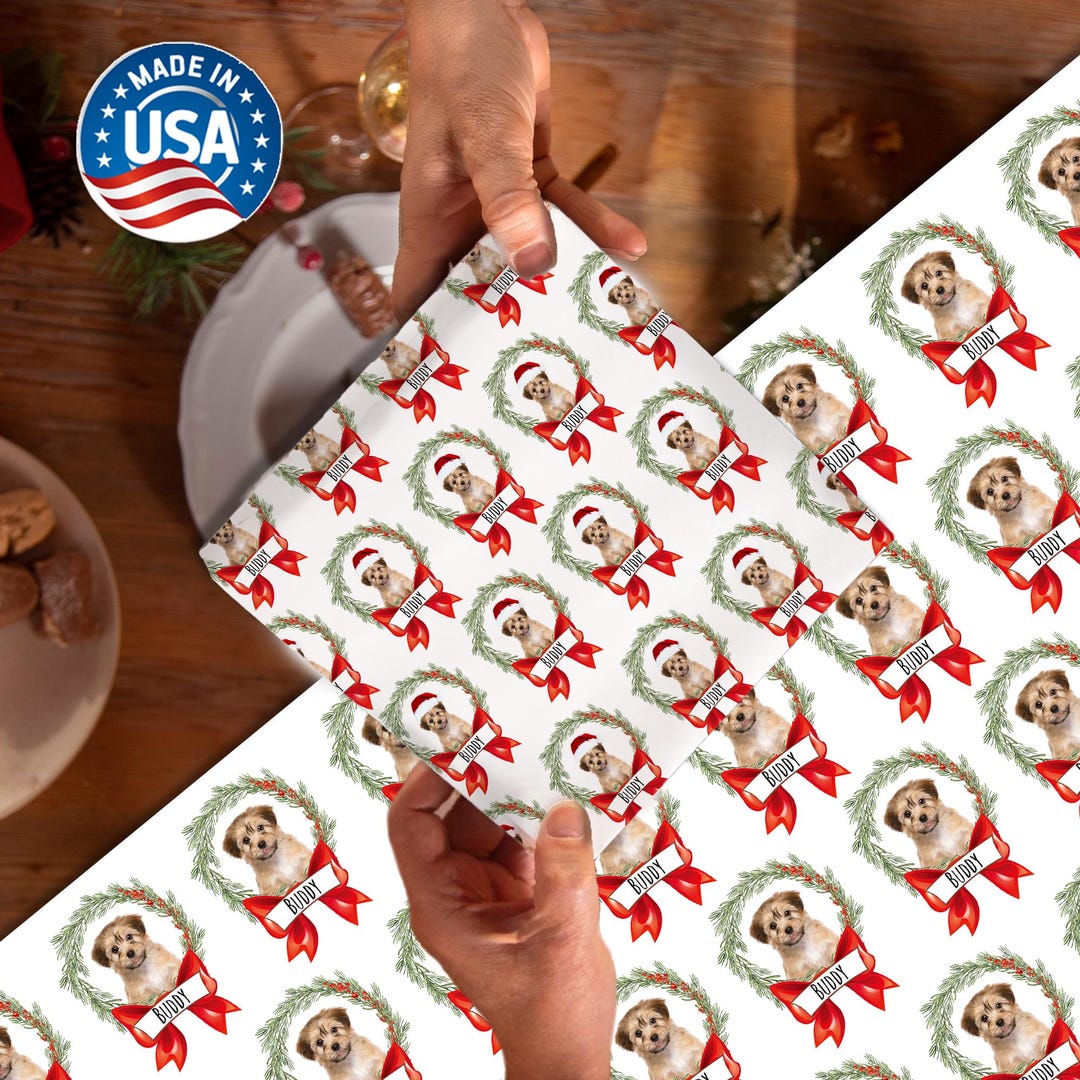 Custom Wrapping Paper Using Pet Photo, Personalized Dog Christmas ...