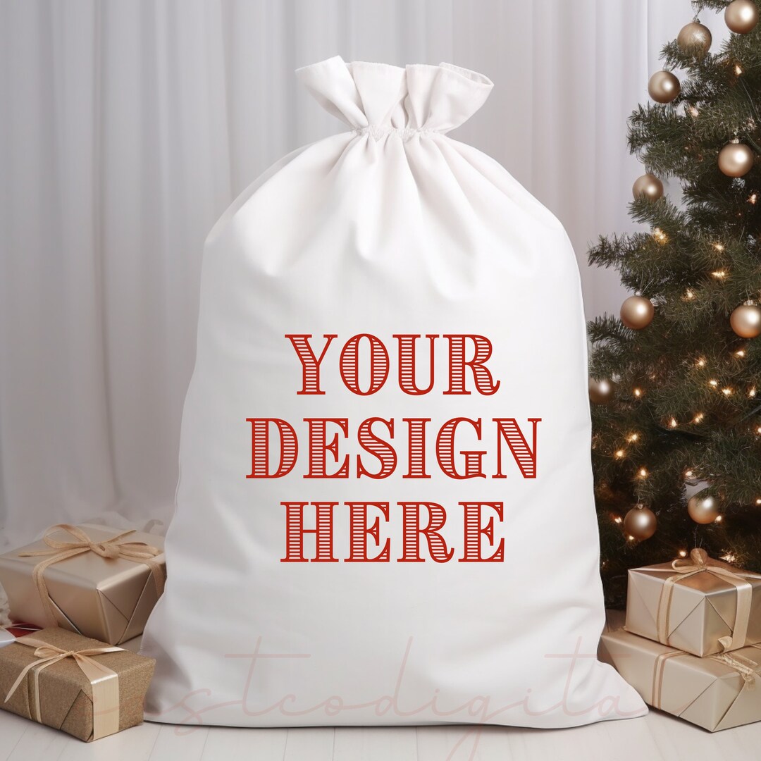 Christmas Gift Sack Mockup | Santa Sack Mockup | Blank Canvas Santa ...