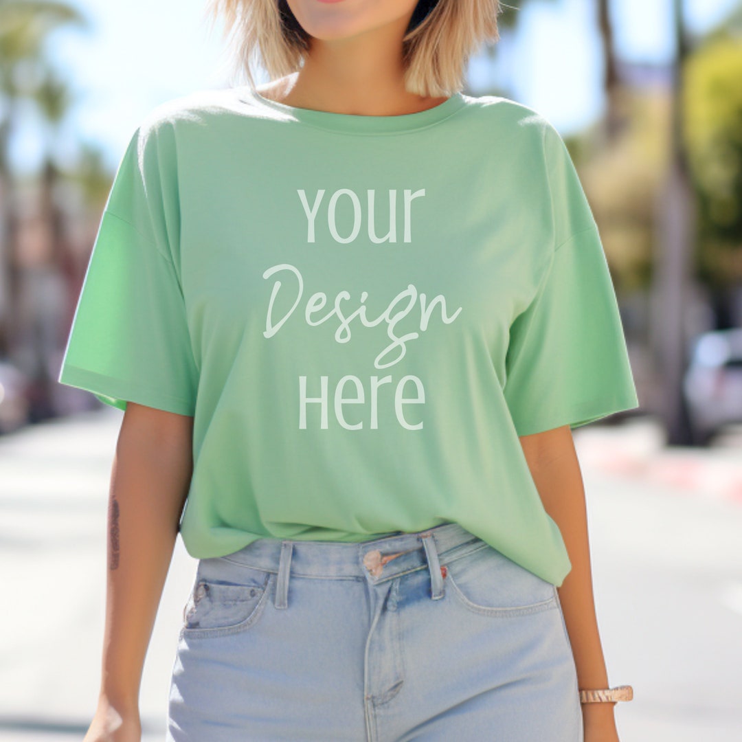 Gildan 64000 Mint Green Mockup, Gildan T-shirt Model Mockup, Gildan ...