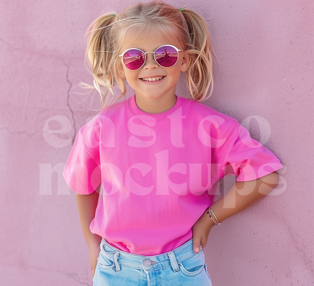 CC9018 Neon Pink, Youth Comfort Colors Mockup, Kids Comfort Colors ...