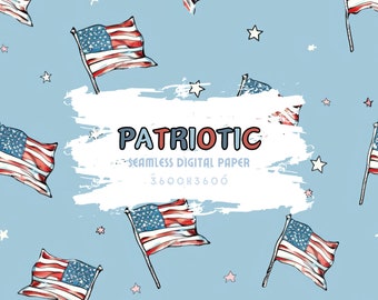 4th of July Seamless Pattern, Patriotic Digital Paper, Stars and ...