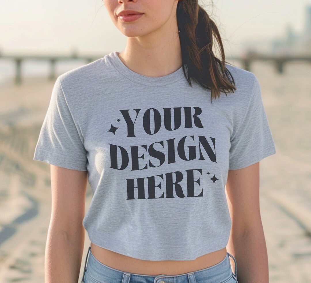 Next Level 5080 Heather Grey Mockup, Cropped Shirt Mockup Heather Grey ...