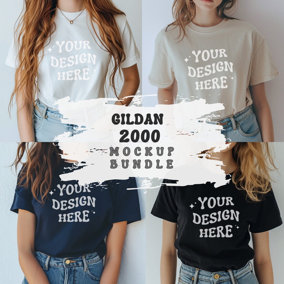 Gildan 2000 Mockup Bundle, Trendy Aesthetic T-shirt Mockup Gildan 2000 Sand, Gildan T-shirt ...