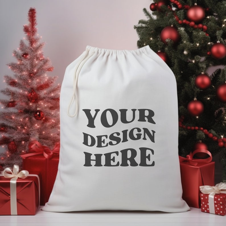 Santa Sack Mockup Bundle | Natural Canvas, Red String (PNG) - Etsy