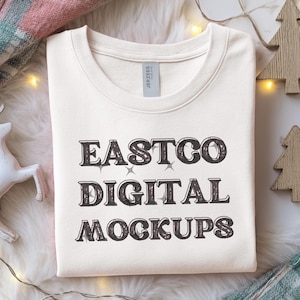 Jerzees 562MR Mockup Sweet Cream Heather, Christmas Sweatshirt PNG ...