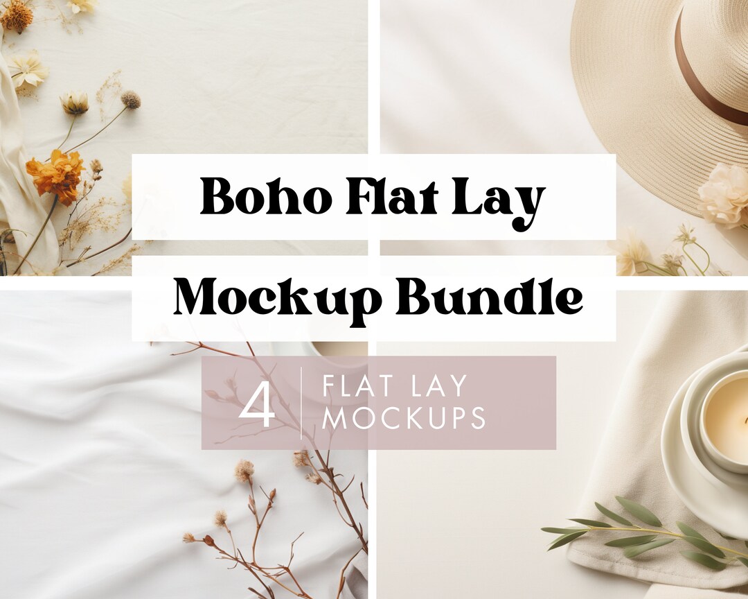 Boho Flat Lay Mockup Bundle, Table Mockup Product Insert, Digital ...