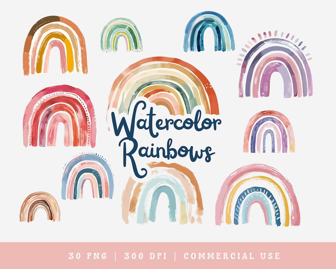 Watercolor Rainbow Clipart, Neutral Rainbow Png, Watercolor Cute ...