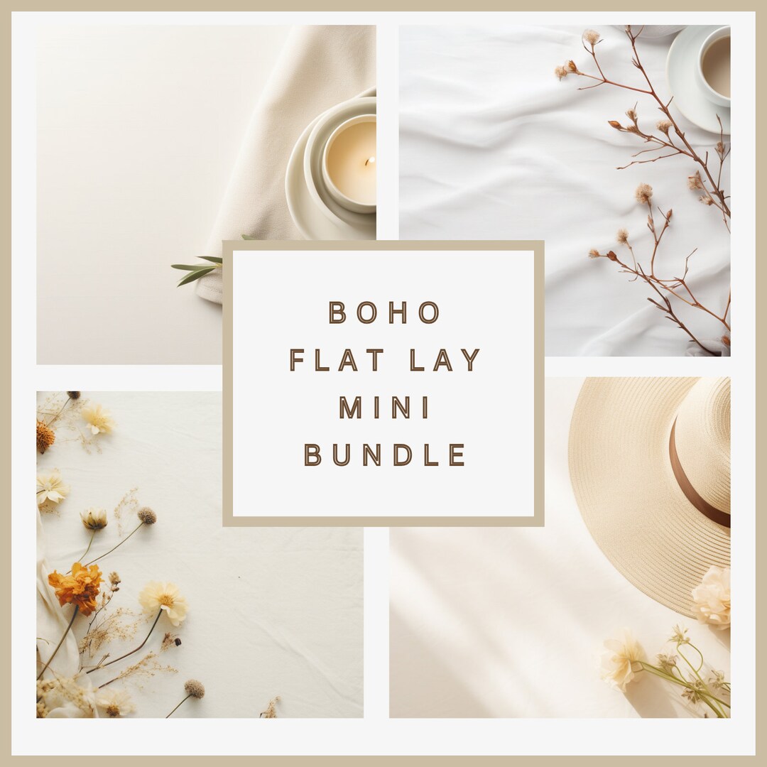 Boho Flat Lay Mockup Bundle, Table Mockup Product Insert, Digital ...