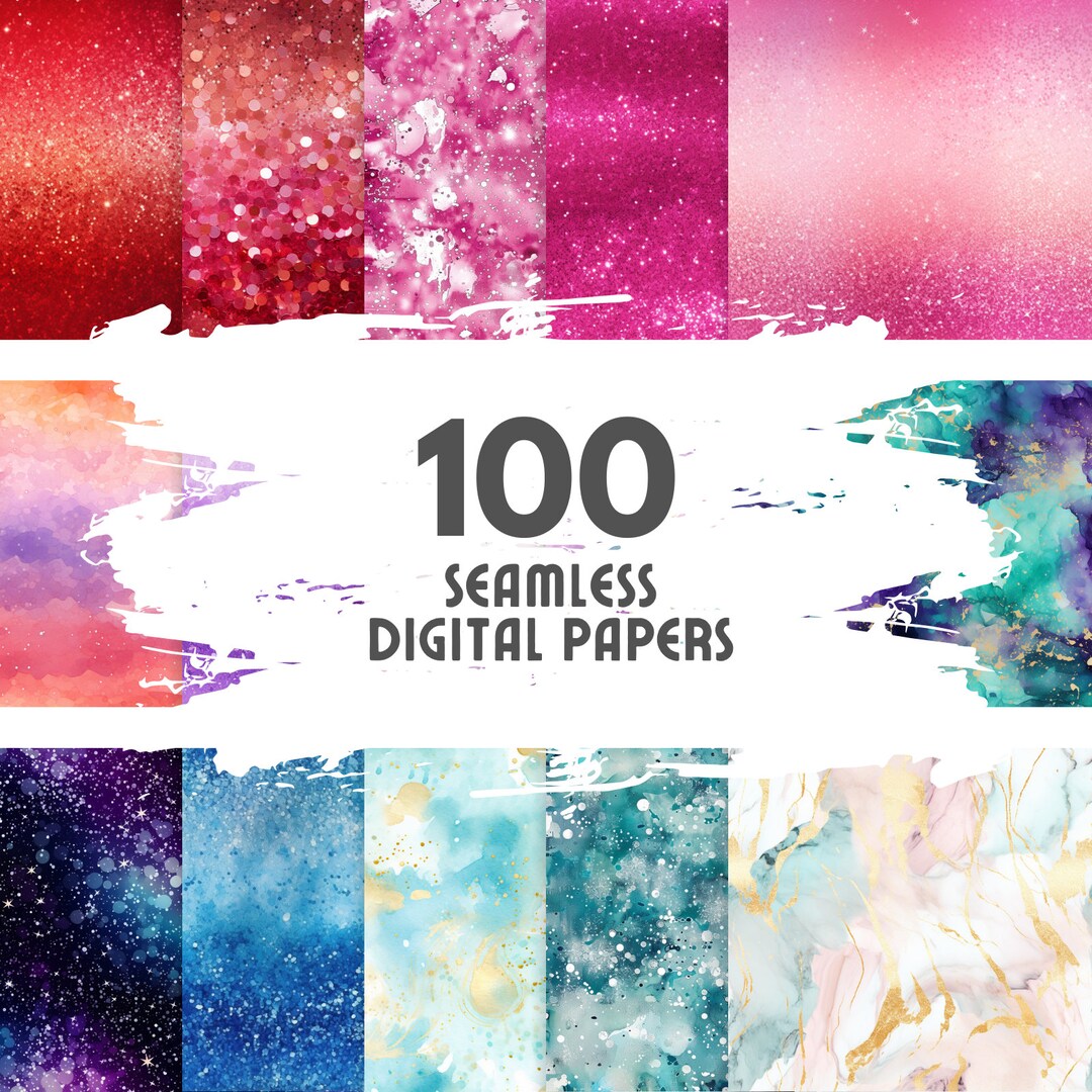 Glitter Digital Paper Bundle, Printable Scrapbook Seamless Digital ...