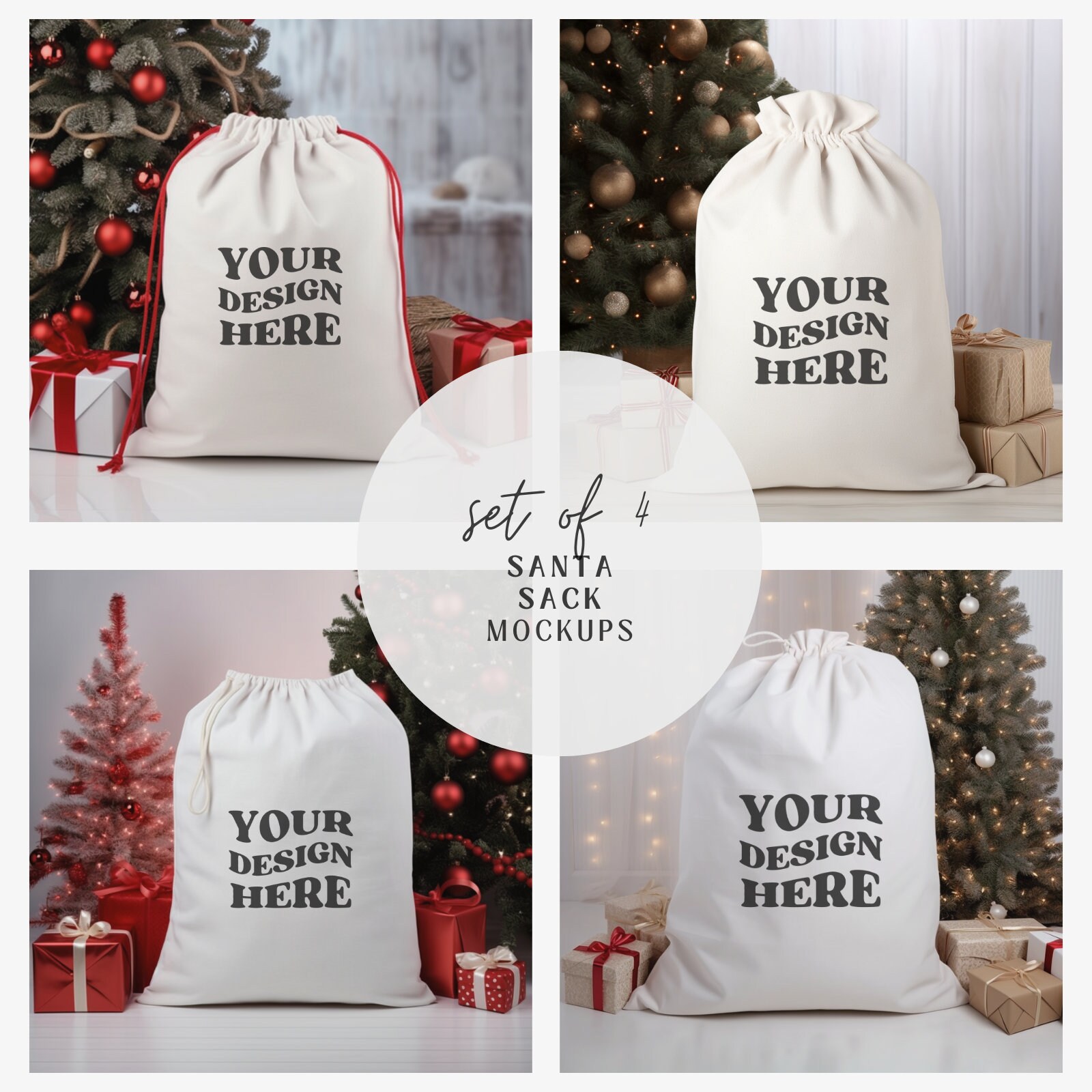 Santa Sack Mockup Bundle | Natural Canvas, Red String (PNG) - Etsy