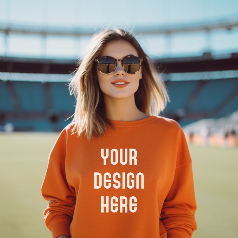 Gildan 18000 Orange Crewneck Sweatshirt Mockup Fall - Etsy