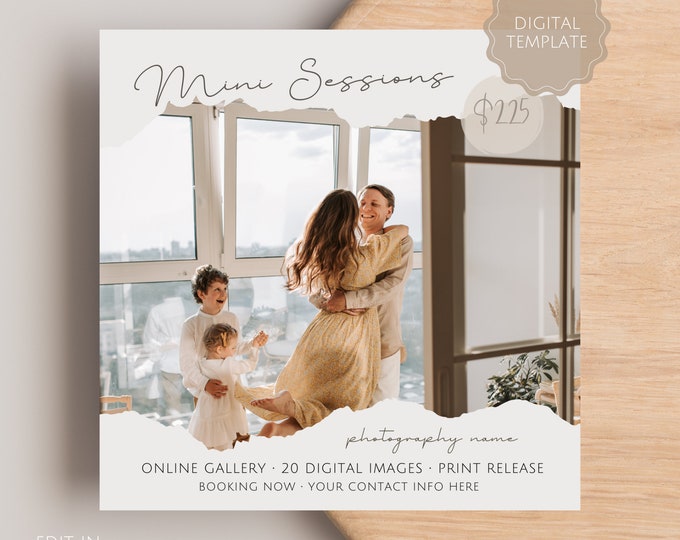 Mini Session Template | Mini Sessions Card | Photography Marketing ...