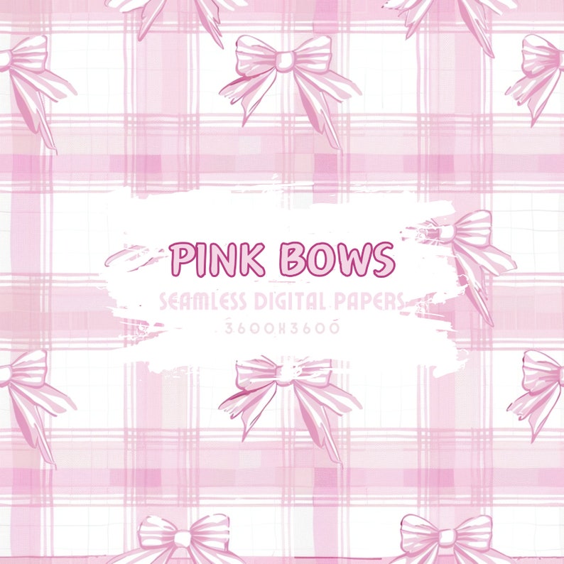 Pink Bow Pattern Seamless Digital Paper Scrapbook Bundle, Bow Pattern ...