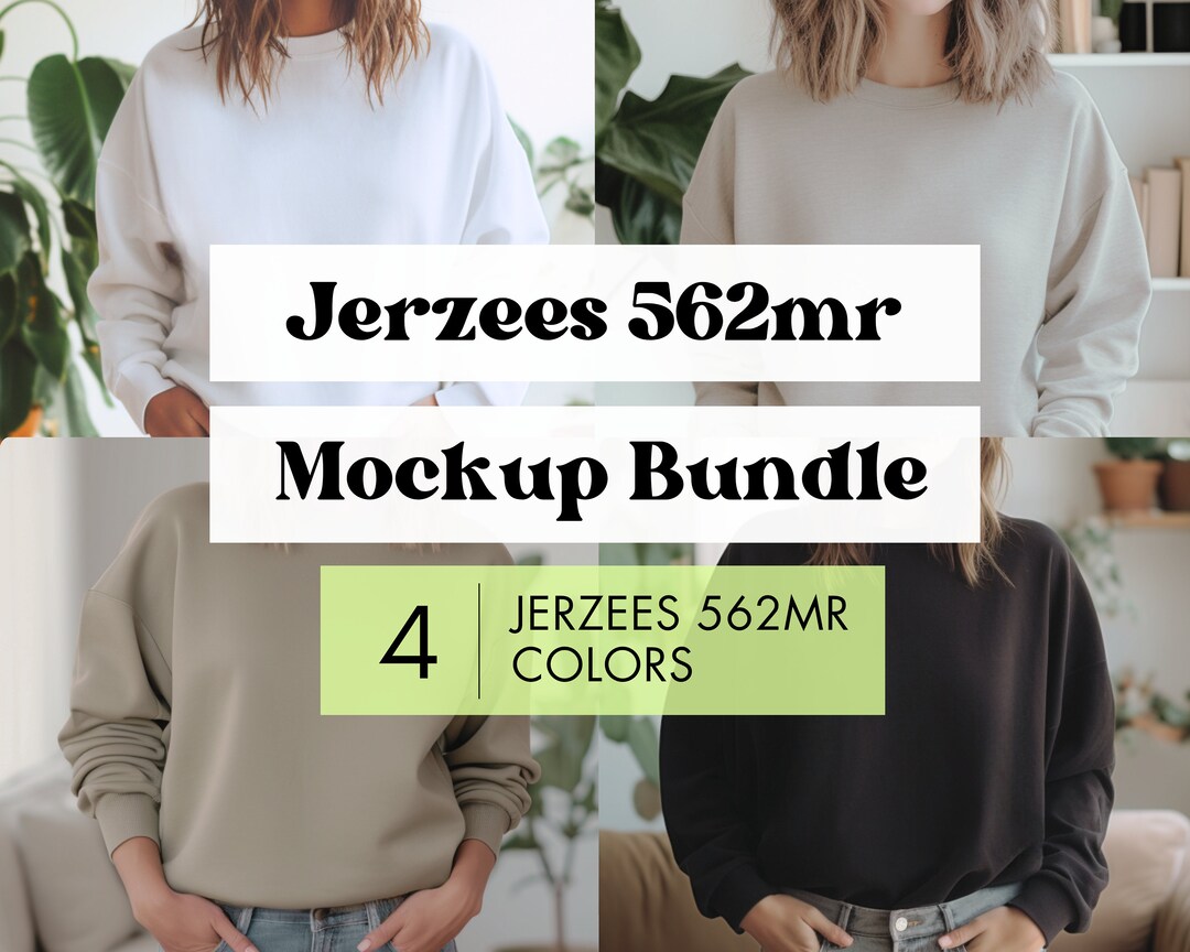 Jerzees 562MR Mockup Bundle, Crewneck Sweatshirt Mockup (PNG) - Etsy