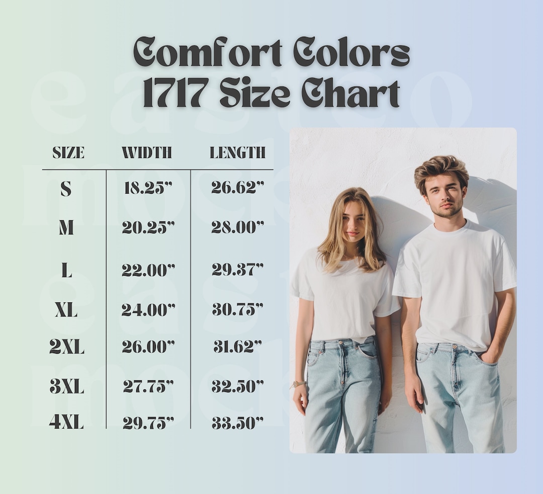 C1717 Size Chart, Comfort Colors Size Chart, Comfort Colors Chart, Size ...