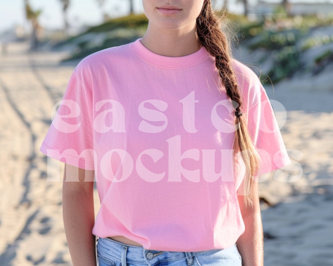 Bella Canvas Bubblegum Mockup, Bella Canvas 3001 Pink T-shirt Mockup ...