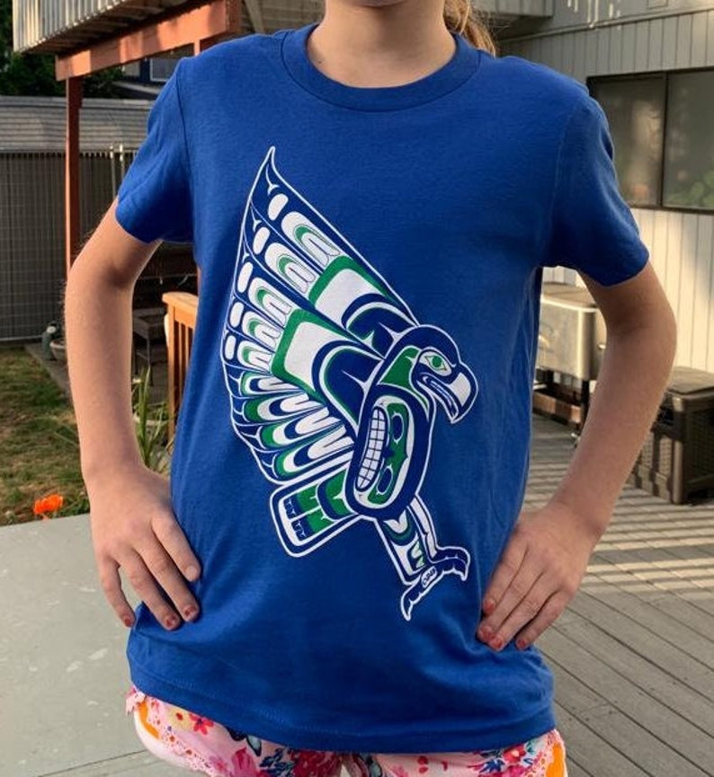 Kids Coast Salish Native Seattle Seahawk T-shirt - Etsy