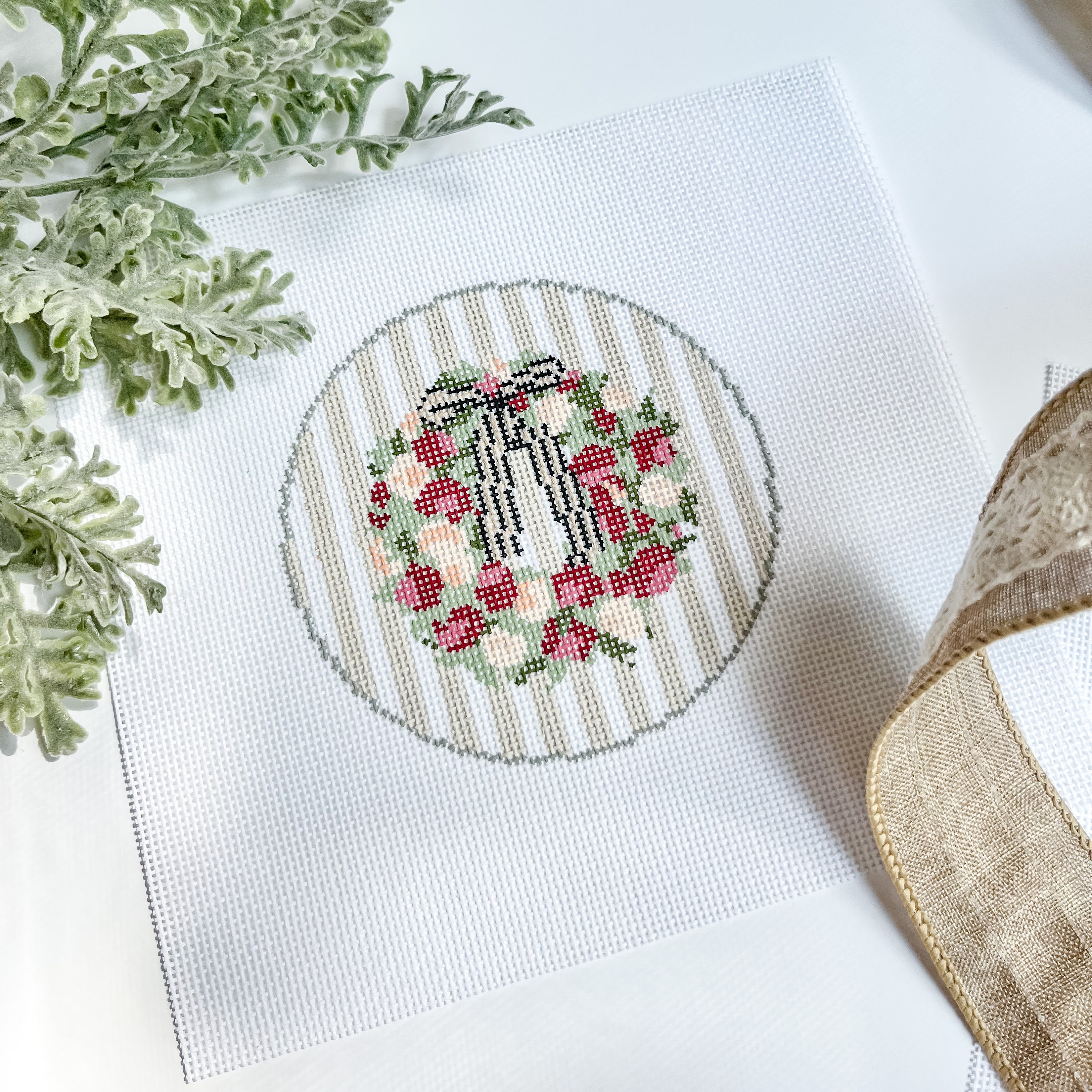 Cranberry Wreath Needlepoint Canvas - Etsy