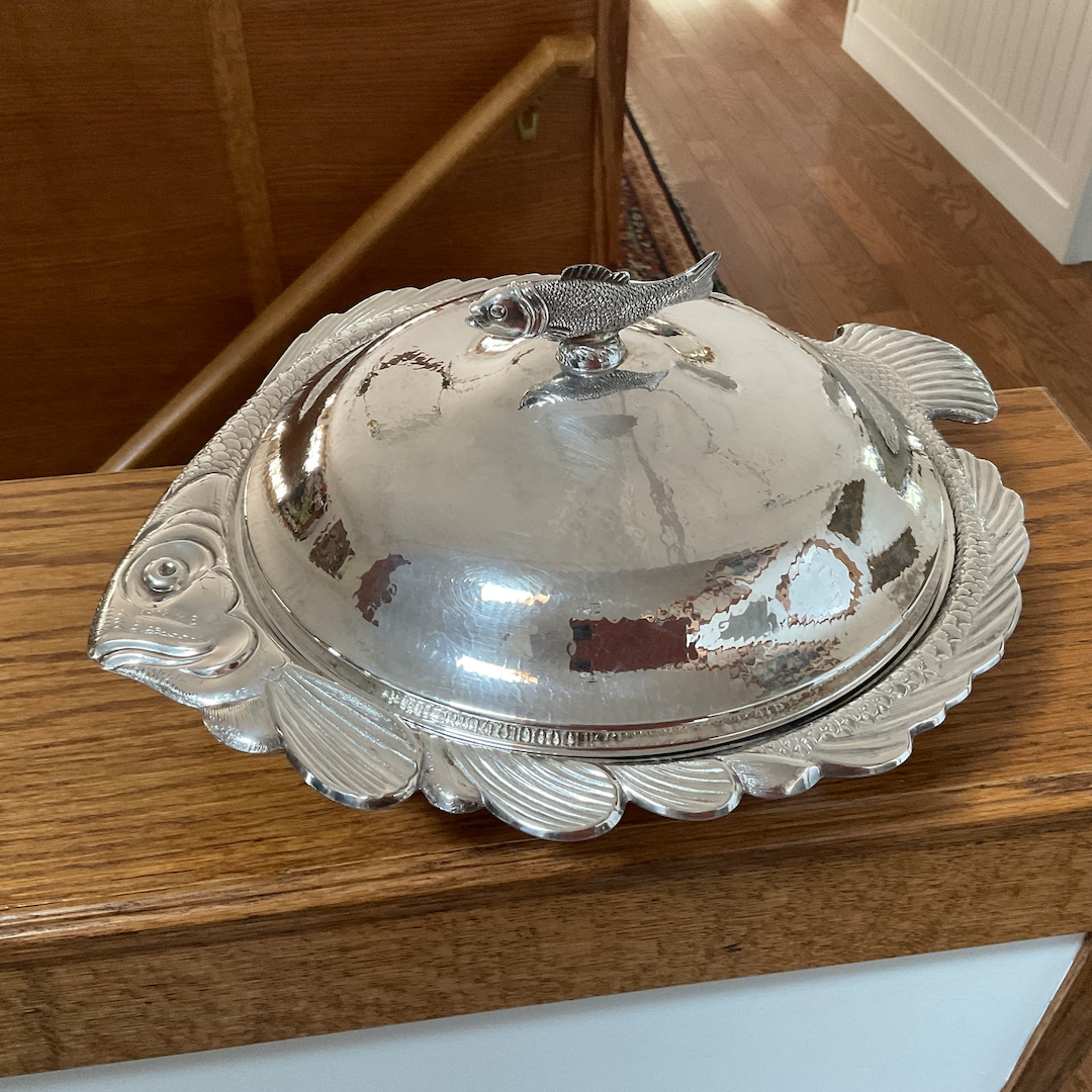 Vintage Rogers Silver Plate Fish Covered Serving Dish, Chowder Terrine ...