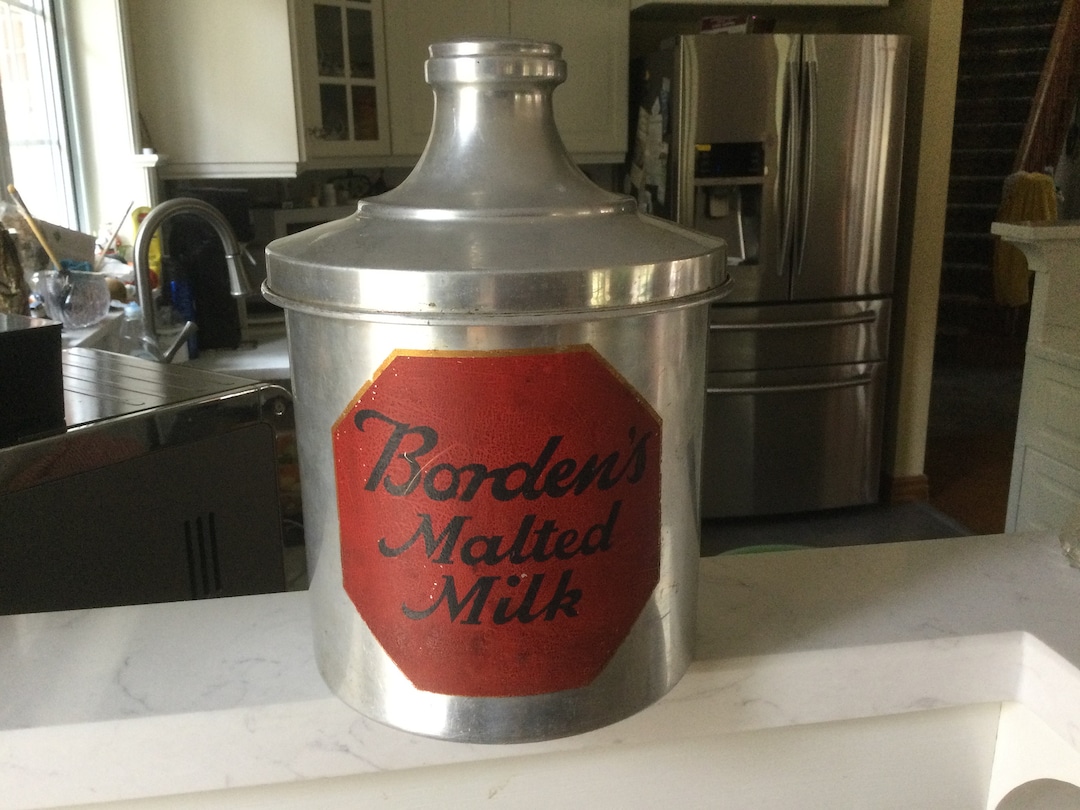 Vintage Borden's Malted Milk Aluminum Canister: 1950s Soda Shop Advertising - Etsy