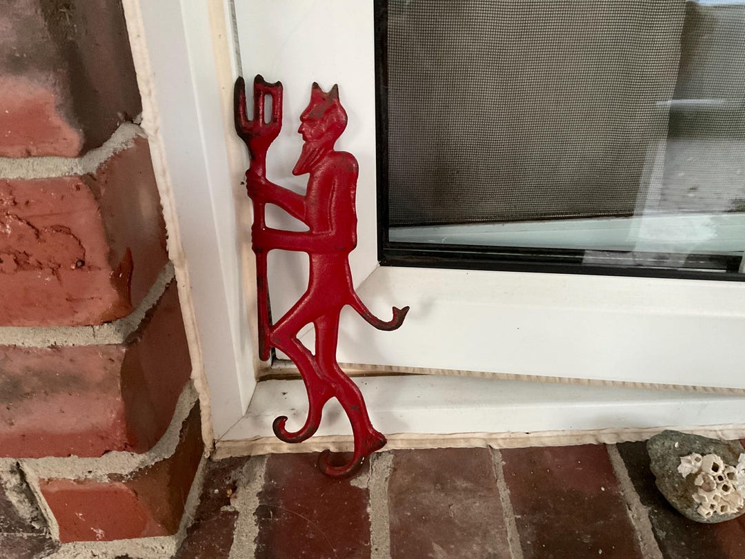 Antique Devil Chimney Flue Closer, Iron Devil With Pitchfork, Antique Chimney Flue Part, - Etsy