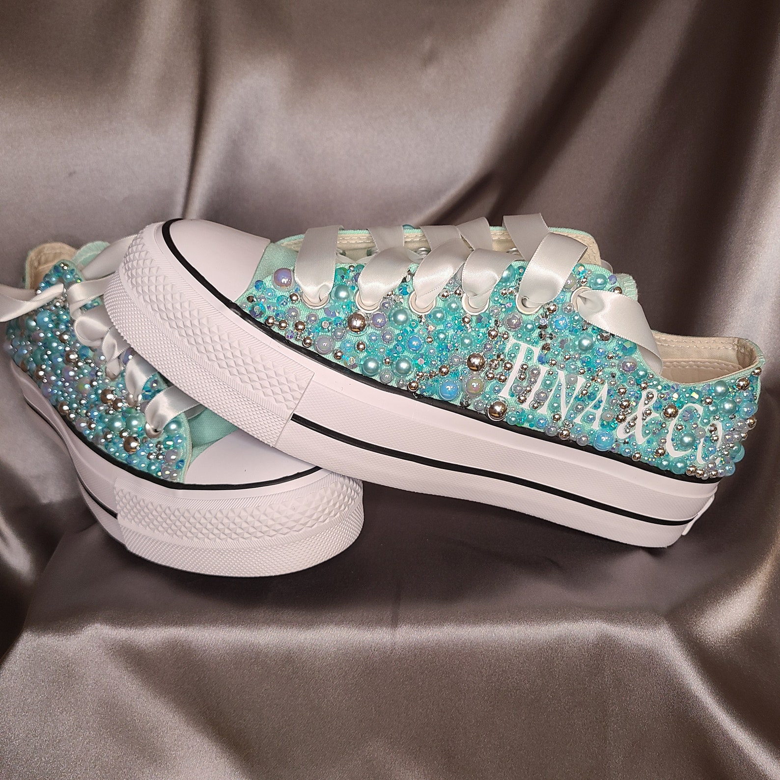 Custom Chucks Wedding Chucks Bling Out Shoes Pearls and - Etsy