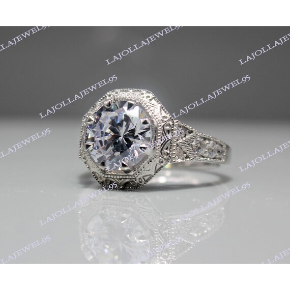 1920s Vintage 2.44 Ct White Round Shape Lab Created D… - Gem