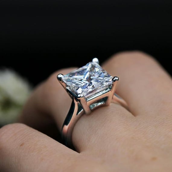 High set princess cut engagement ring store